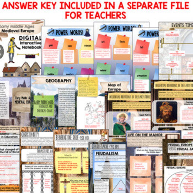Early Middle Ages Interactive Notebook | Digital Notebook Distance ...