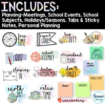 Digital Teacher Planner Stickers - Digital Planner Stickers - PNG ...