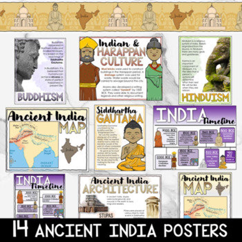 Ancient India Bulletin Board Kit | India Posters | Borders | Banners - Etsy