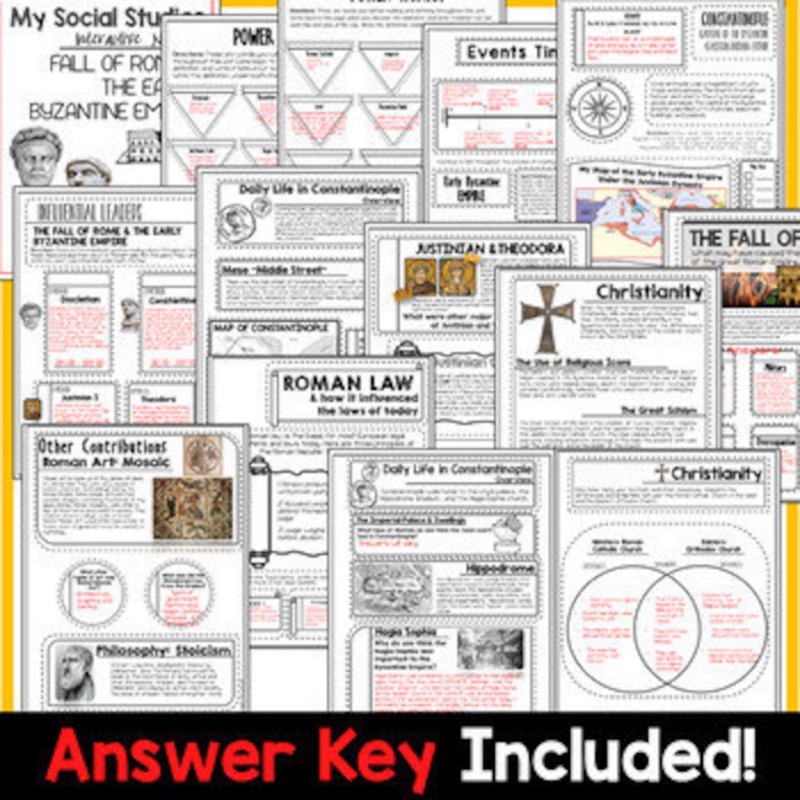 Early Byzantine Empire Interactive Notebook Worksheets Activities ...