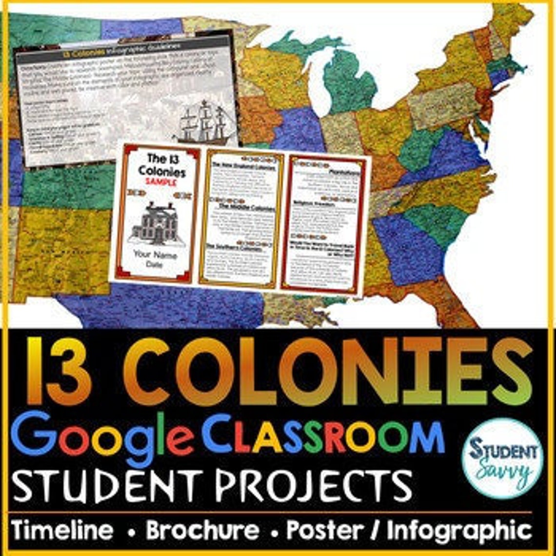 13 Colonies Project | Google Classroom Projects - Etsy