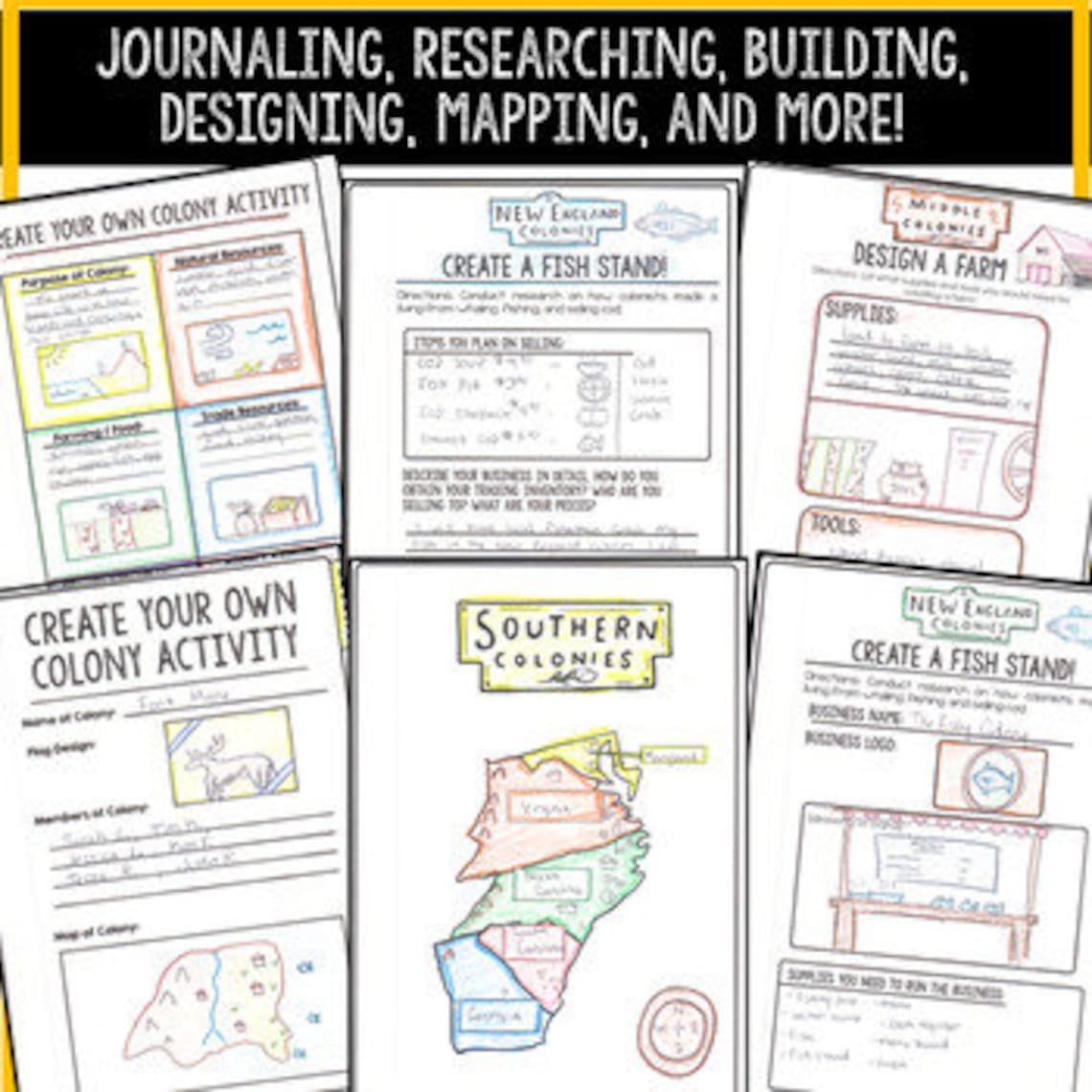 13 Colonies PBL Activities | Original Thirteen Colonies - Etsy