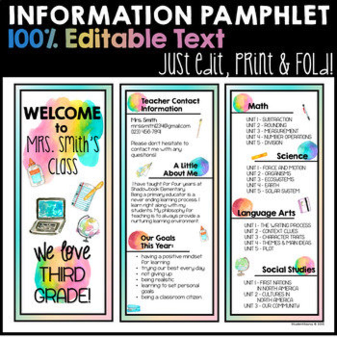 Open House Pamphlet Template Watercolor - Etsy