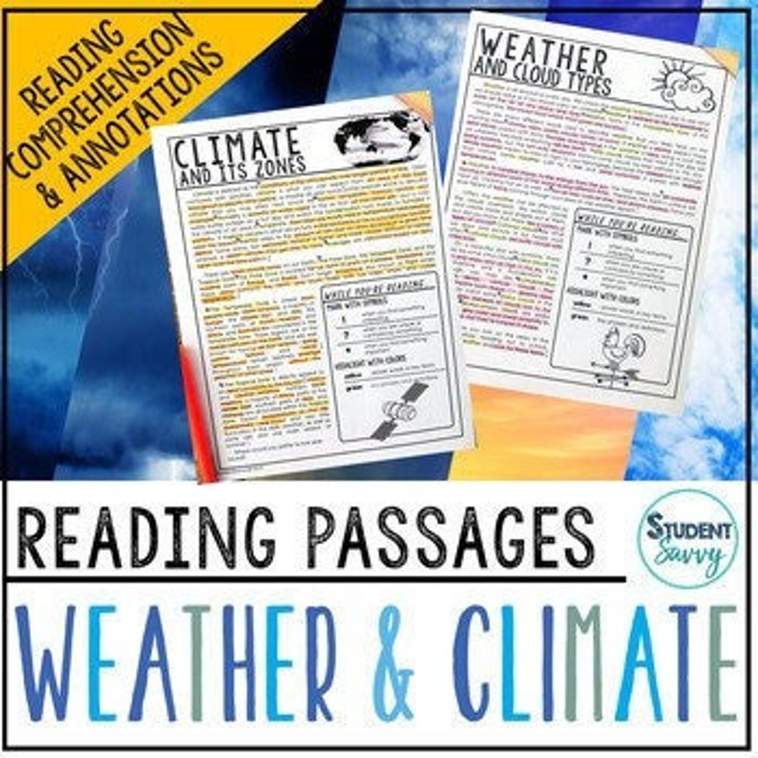 Weather Reading Passages - Questions - Annotations | Weather & Climate ...