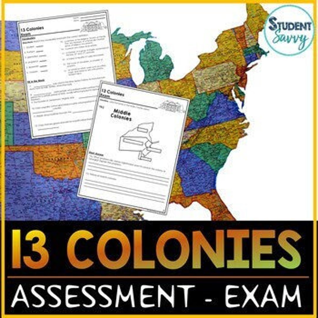 13 Colonies Exam | the Original 13 Colonies Test - Etsy