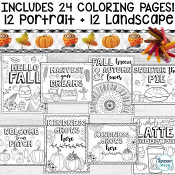Fall Bulletin Board Farmhouse Classroom Decor Printable Autumn Coloring ...