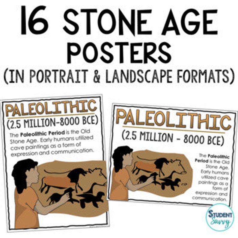 Stone Age Posters | Stone Age Timeline | Early Humans Map Archaeology ...