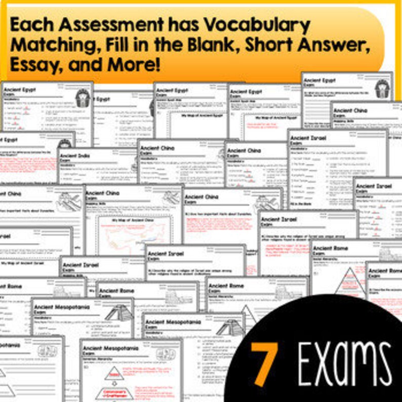 Ancient Civilizations Tests History Exams Bundle Quiz Review Assessment ...
