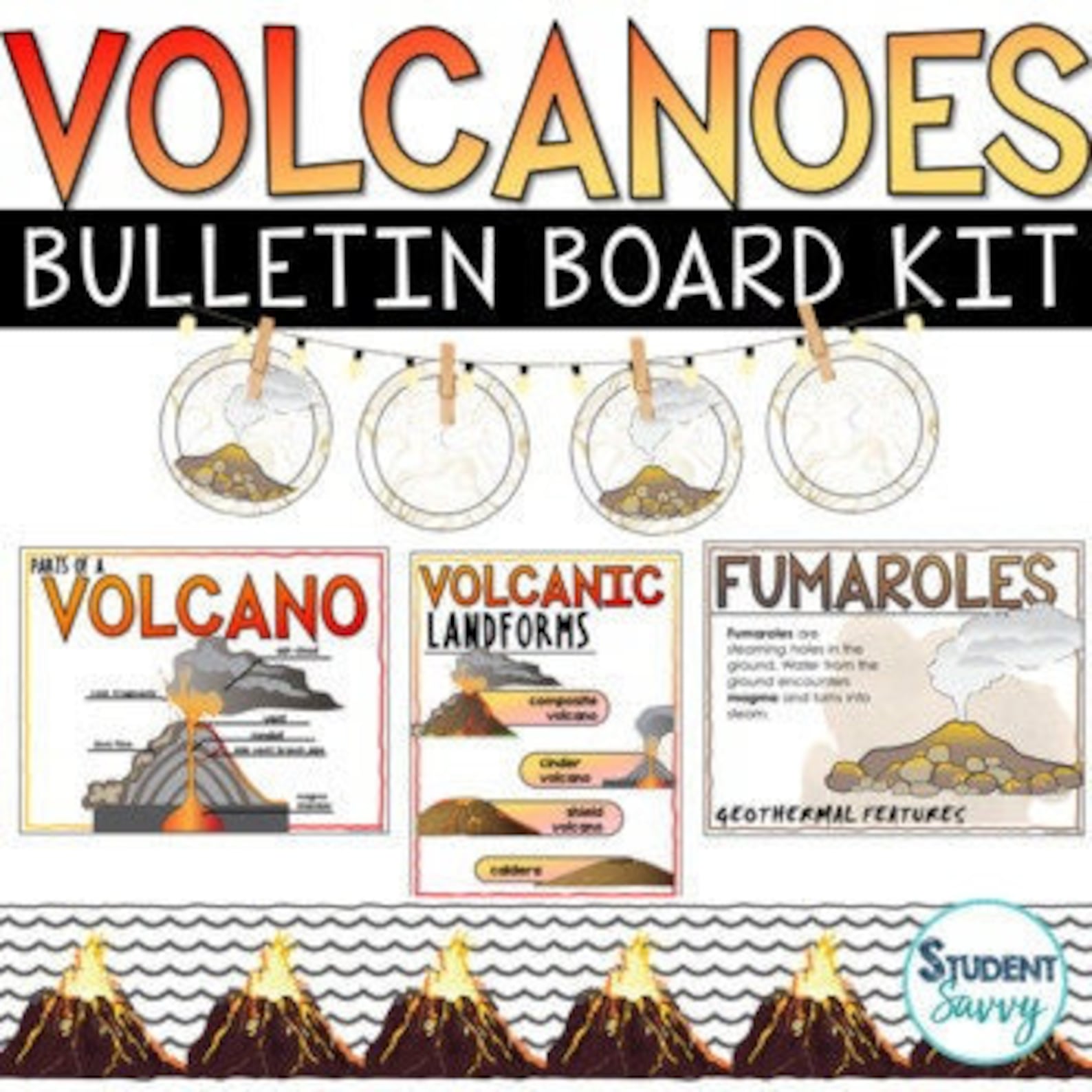 Volcanoes Bulletin Board Kit - Volcanic Landforms Posters - Borders ...