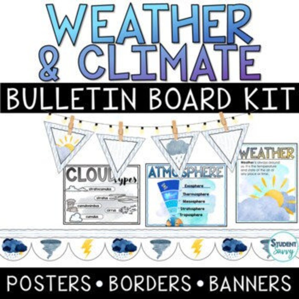 Weather Bulletin Board Kit | Weather Landforms Posters | Borders ...