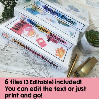 Teacher Binders Editable Watercolor - Etsy