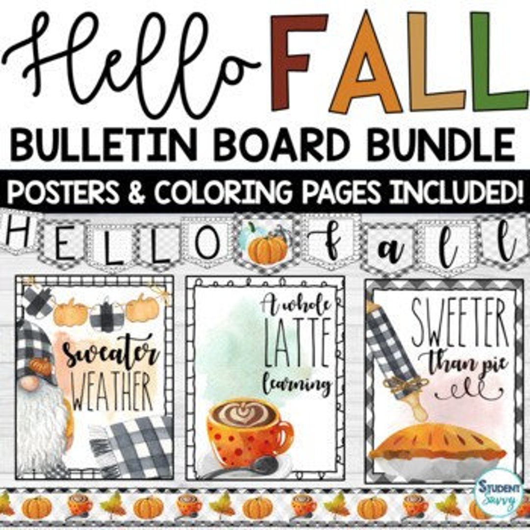 Fall Bulletin Board Farmhouse Classroom Decor Printable Autumn Coloring ...