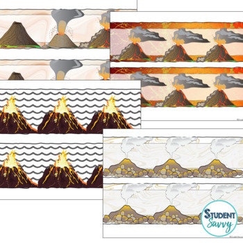 Volcanoes Bulletin Board Borders Natural Disasters Borders - Etsy