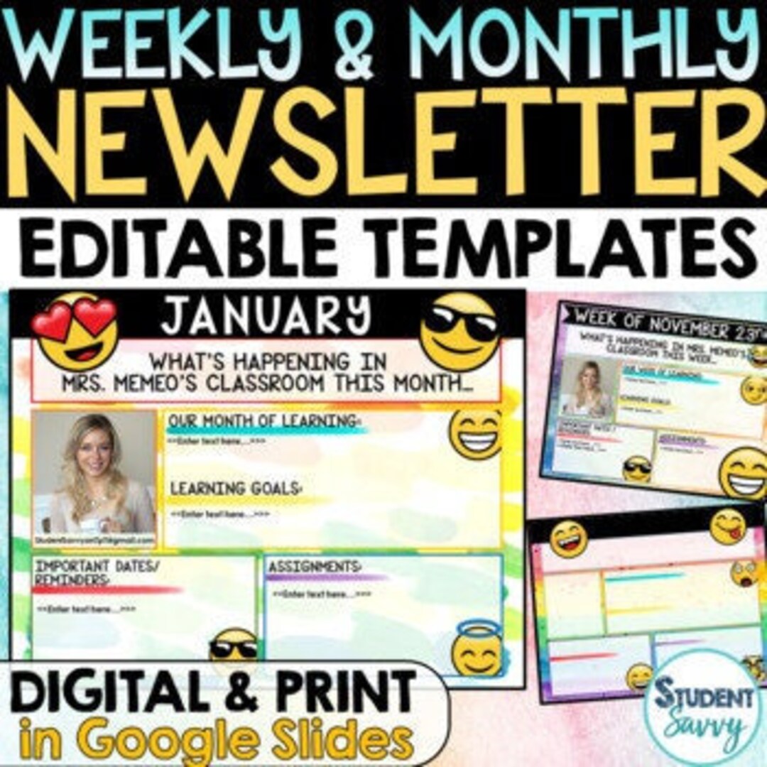 Weekly Newsletter Templates | Monthly Newsletter Templates Classroom ...