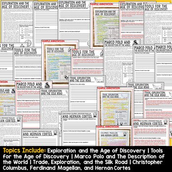 Age of Exploration Reading Passages | European Explorers Reading ...