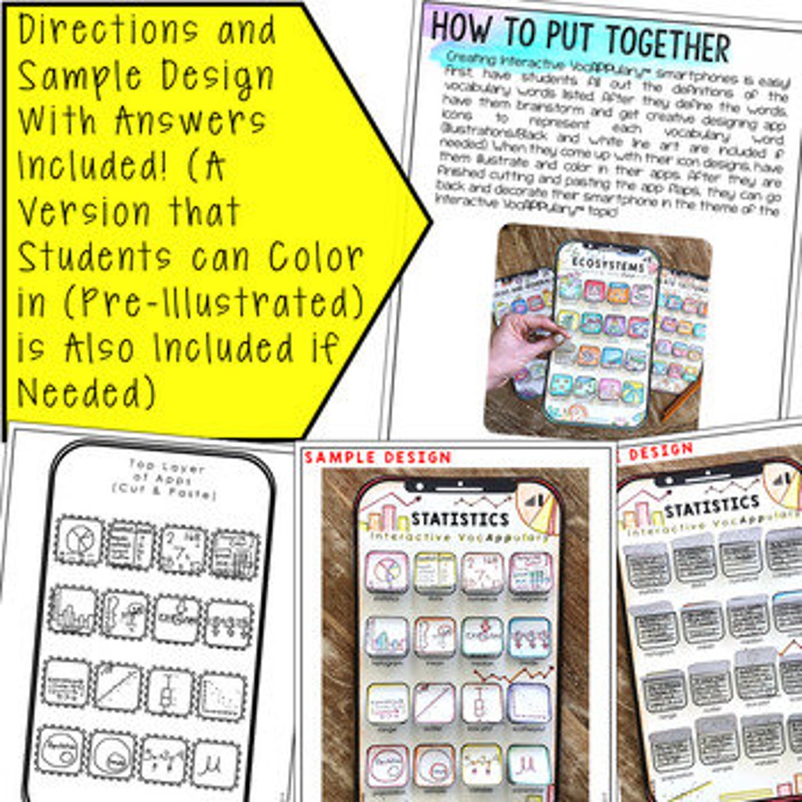 Statistics Vocabulary Interactive Vocappulary™ Math Vocabulary Activity ...