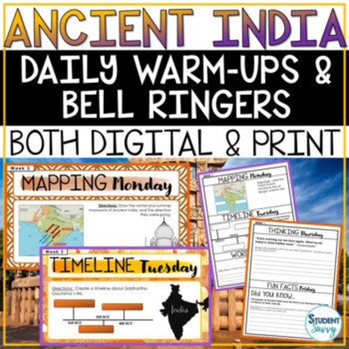 Ancient India Bell Ringers Warm Ups Morning Work Mapping Timeline - Etsy