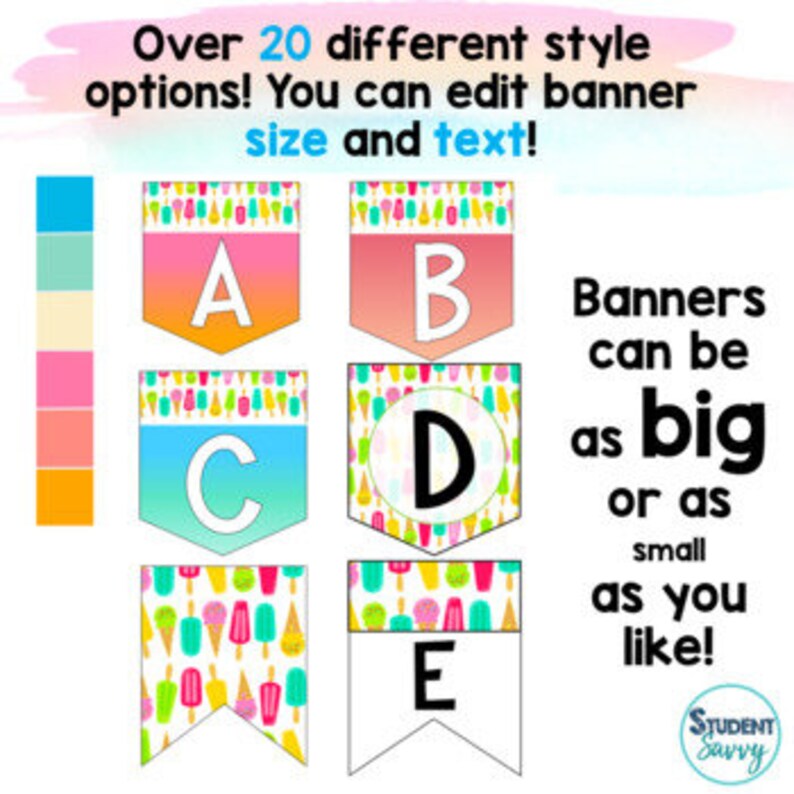 Summer Editable Banners| Summer Bunting | Summer Classroom Decor - Etsy
