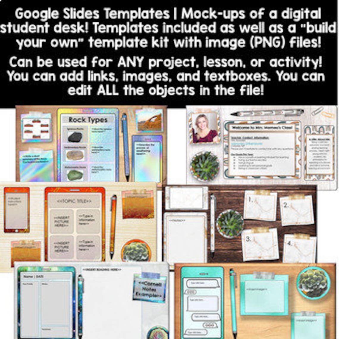Editable Google Slides Templates Kit | Student Desks With Technology ...