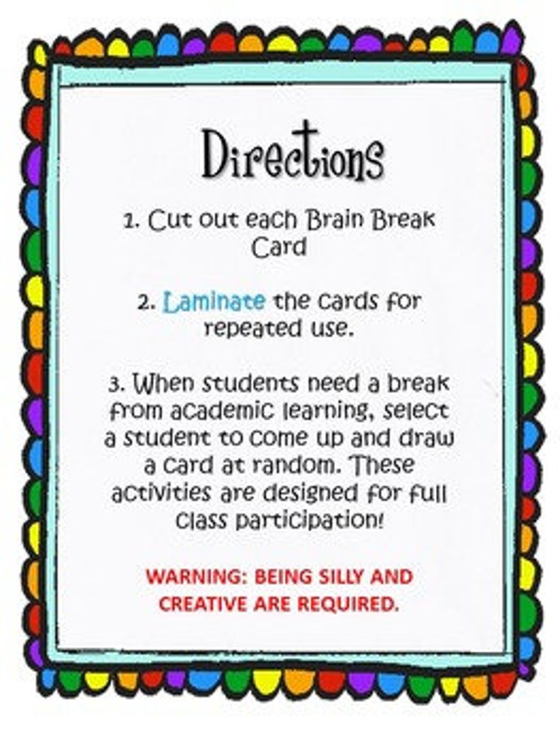 Brain Breaks - Etsy