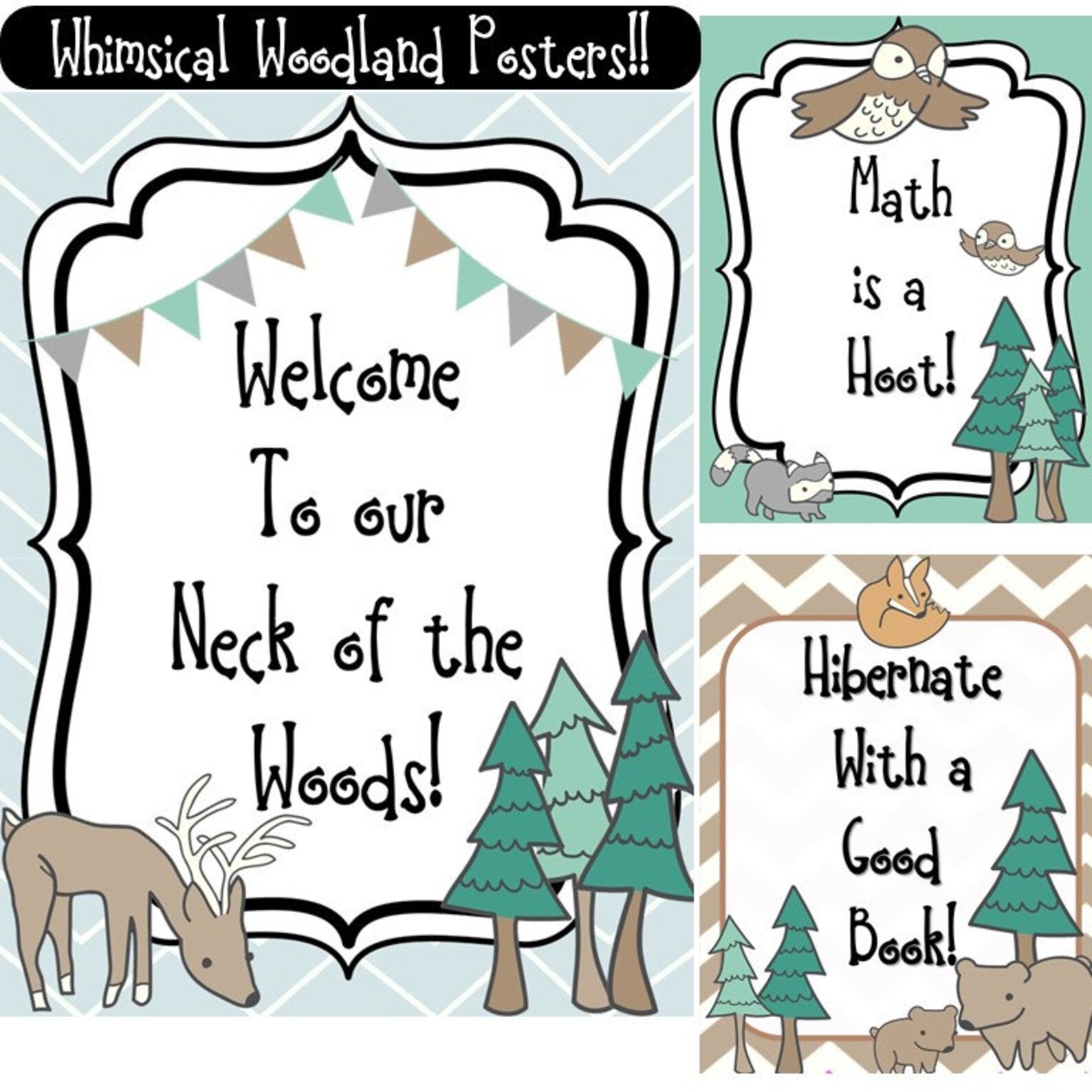 Woodland Classroom Decor (editable) - Etsy