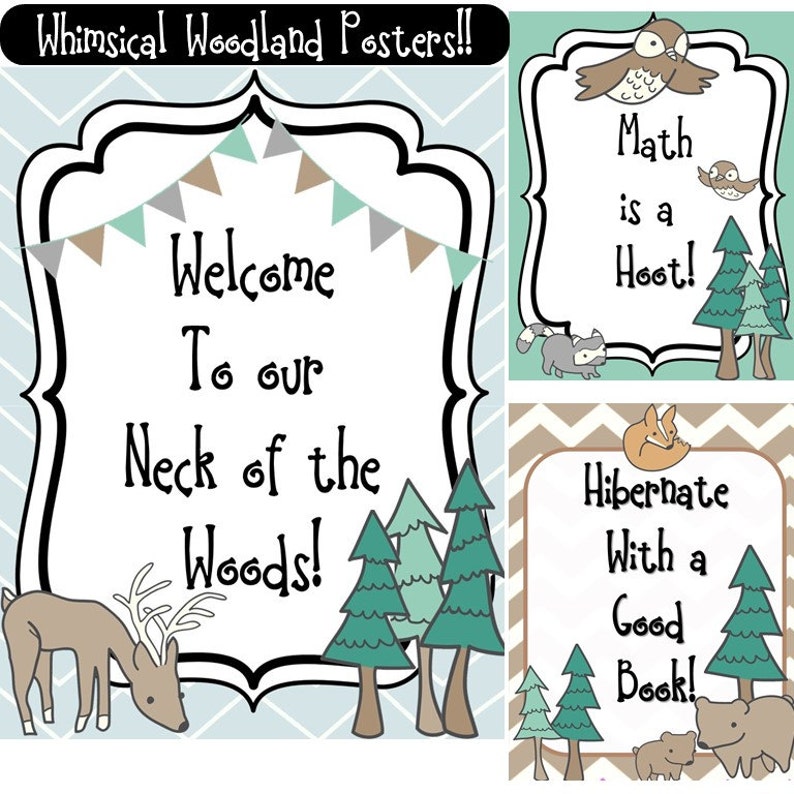 Woodland Classroom Decor (editable) - Etsy