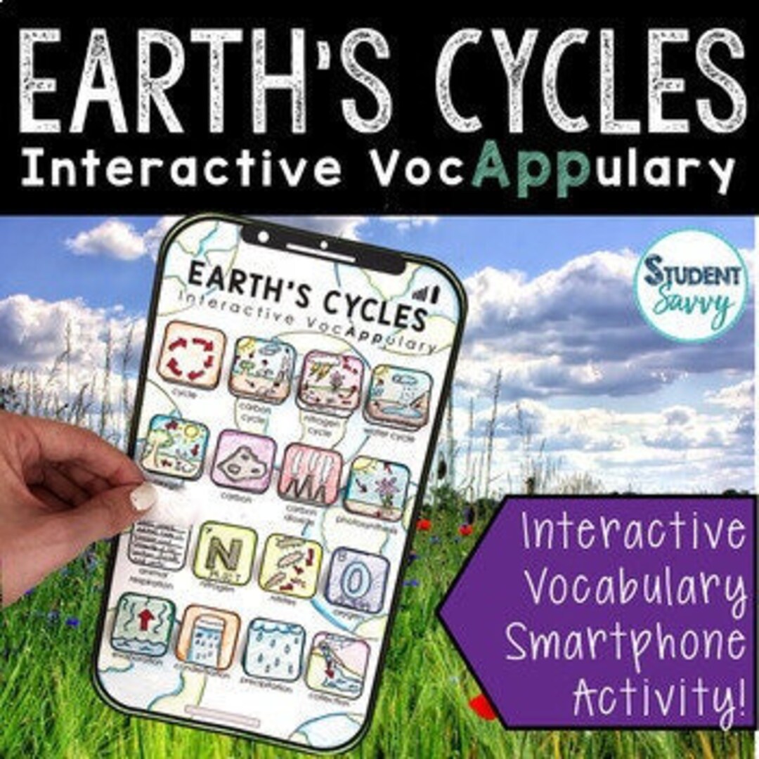 Earth's Cycles Interactive Vocappulary - Vocabulary App Activity - Etsy
