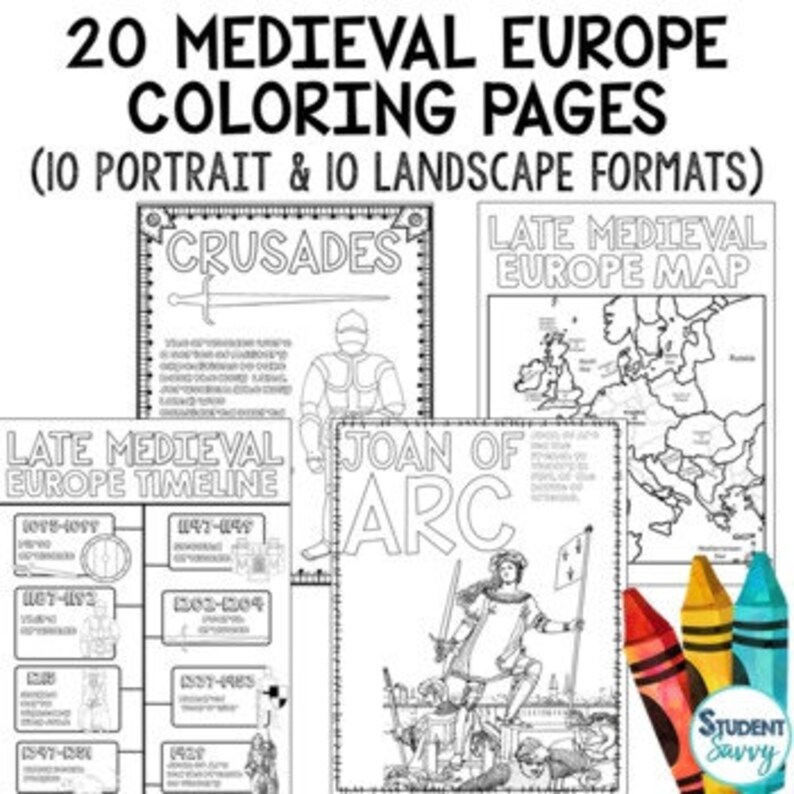 Late Middle Ages Medieval Europe Posters Timelines Maps Coloring Pages ...
