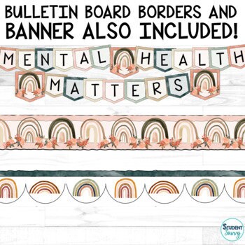 Mental Health Awareness Bulletin Board Boho Rainbow Posters Coloring ...