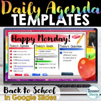 Back to School Daily Agenda Google Slides Template Bulletin Board ...
