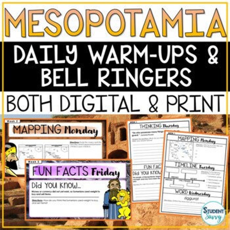 Ancient Mesopotamia Bell Ringers - Warm Ups - Morning Work - Mapping ...