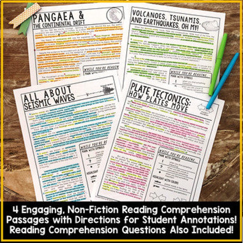Plate Tectonics Reading Passages Questions Annotations - Etsy