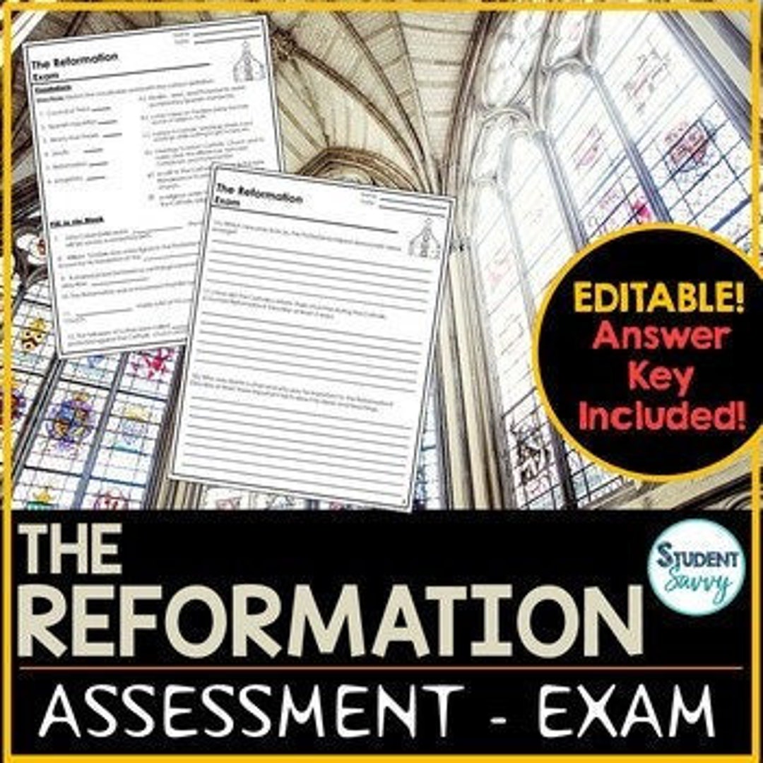 The Reformation Test - Exam - Assessment Quiz Counter Reformation - Etsy