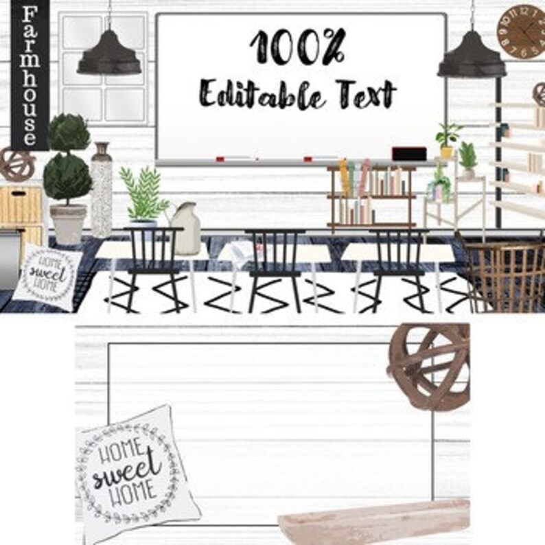 Farmhouse Google Slides Templates Farmhouse Virtual Classroom Decor ...