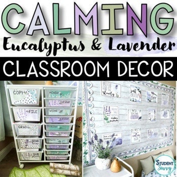 Eucalyptus Classroom Decor - Calming Posters Rolling Cart Labels ...