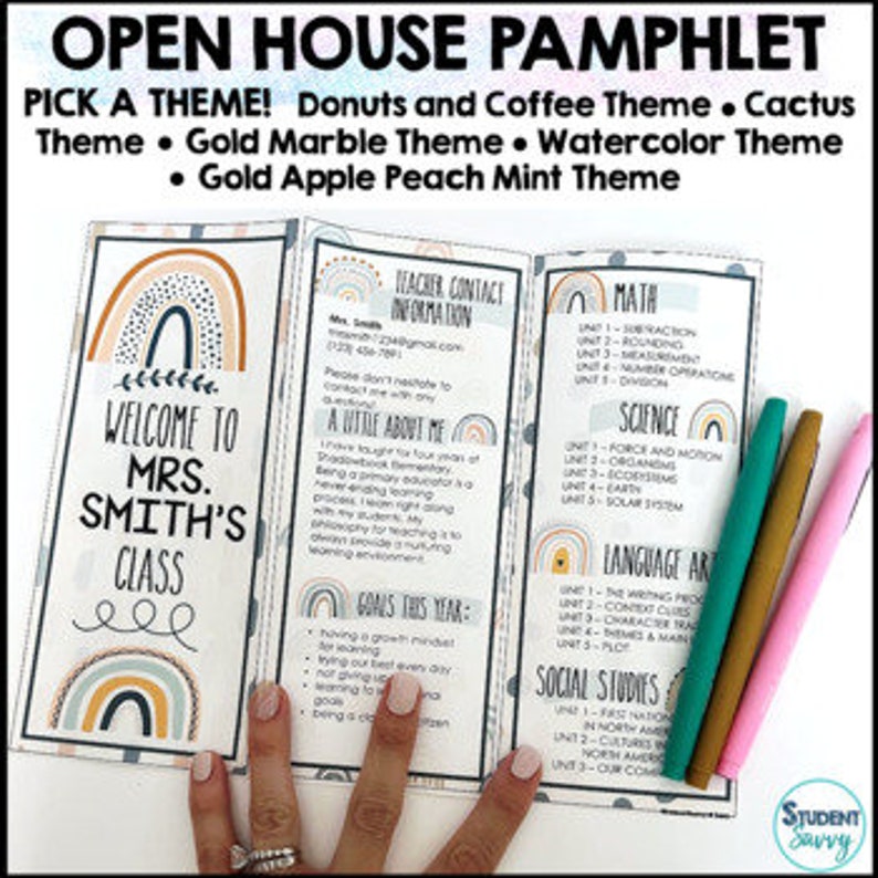 Meet the Teacher Template Weekly Newsletter Open House Boho Rainbow New ...