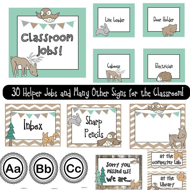 Woodland Classroom Decor (editable) - Etsy