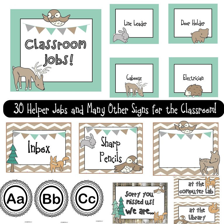Woodland Classroom Decor (editable) - Etsy