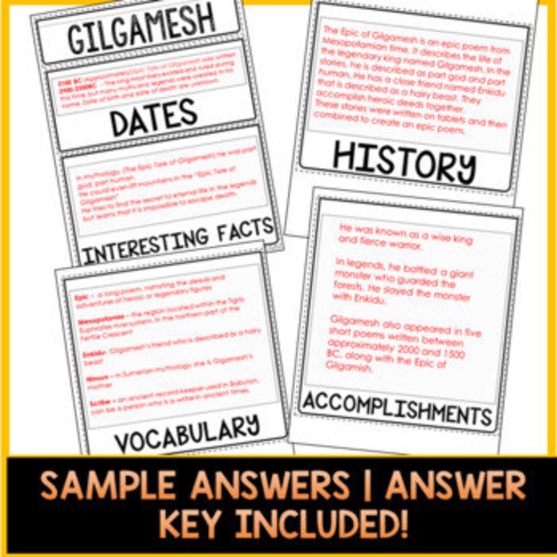 Ancient Mesopotamia Projects: Hammurabi Gilgamesh Flip Books Activities ...