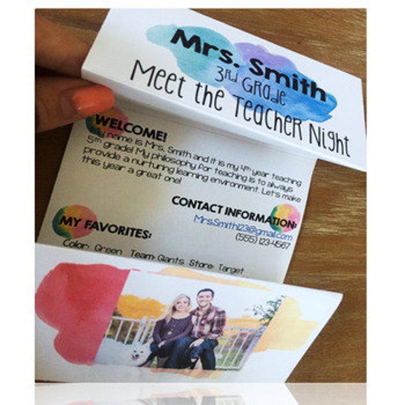 Meet the Teacher Pop up Watercolor - Editable - Etsy