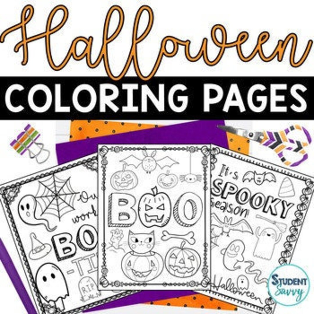 Halloween Coloring Pages Activities Autumn October Brain Breaks - Etsy