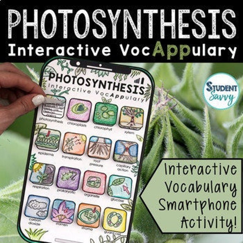 Photosynthesis Interactive Vocappulary - Vocabulary App Activity - Etsy