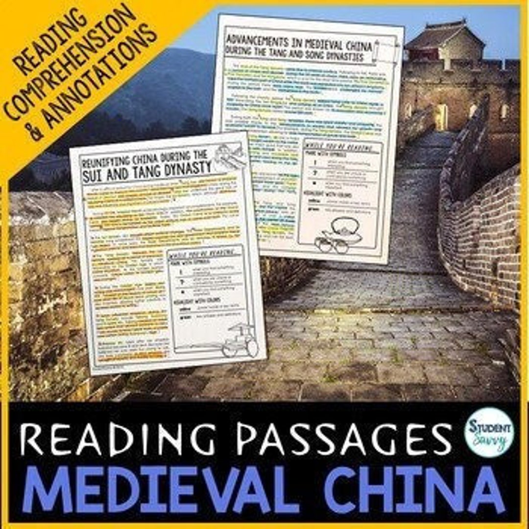 Medieval China Reading Passages - Questions - Annotations - Etsy
