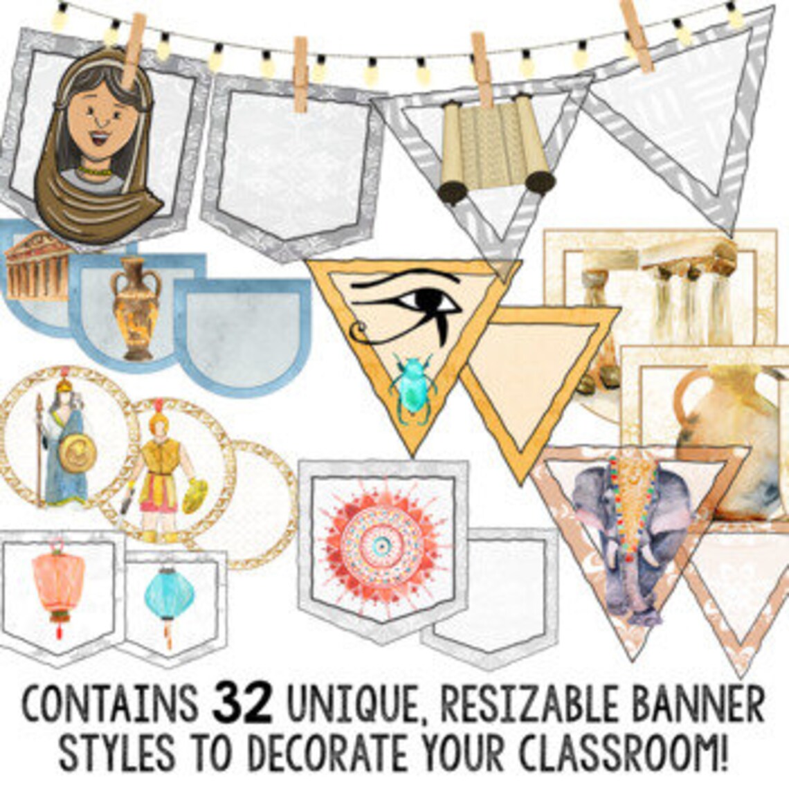 Ancient Civilizations Bulletin Board Banners Bundle - Ancient History ...