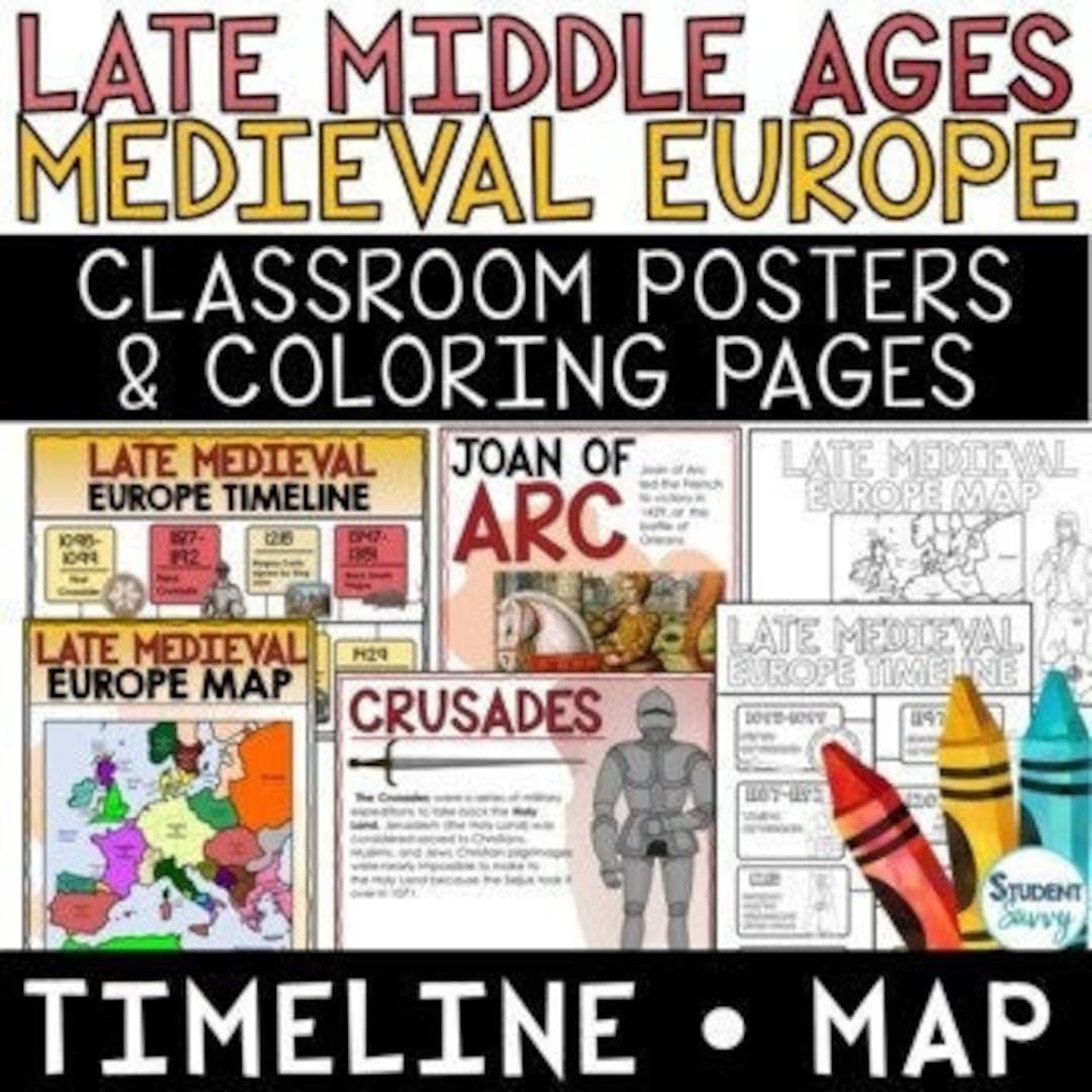 Late Middle Ages Medieval Europe Posters Timelines Maps Coloring Pages ...