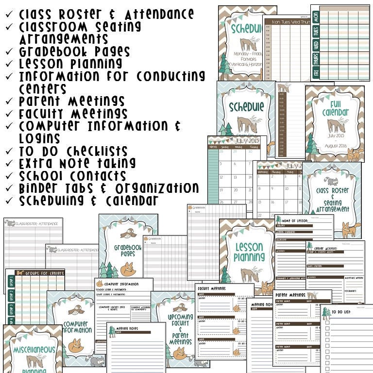 Woodland Teacher Binder 2019-2020 & Classroom Decor - Etsy
