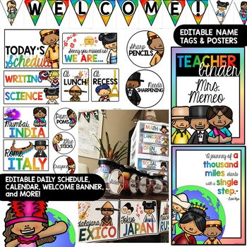 Around the World Classroom Decor Editable Countries Around the World ...