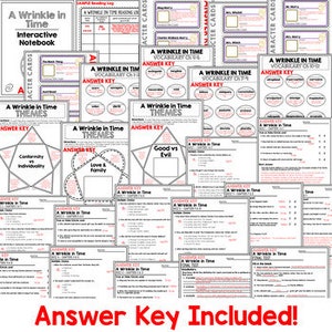 A Wrinkle in Time Novel Study Interactive Notebook - Etsy