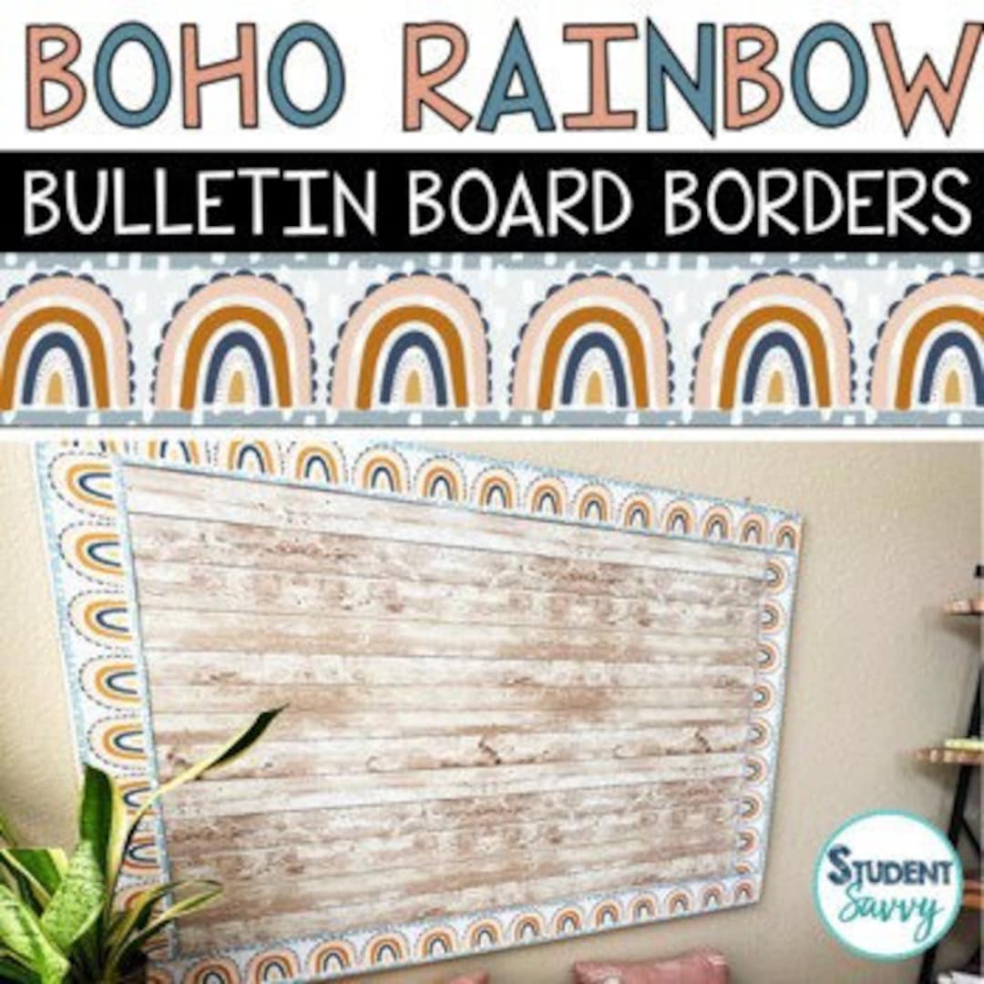 Boho Rainbow Bulletin Board Borders Printable | Boho Rainbow Classroom ...