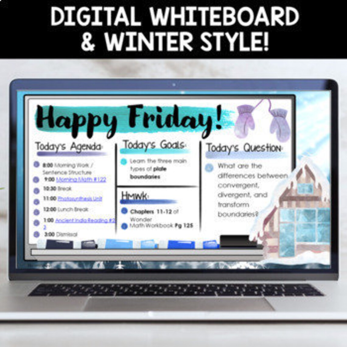 WINTER THEME Daily Agenda Template Holiday Schedule Google Slides ...